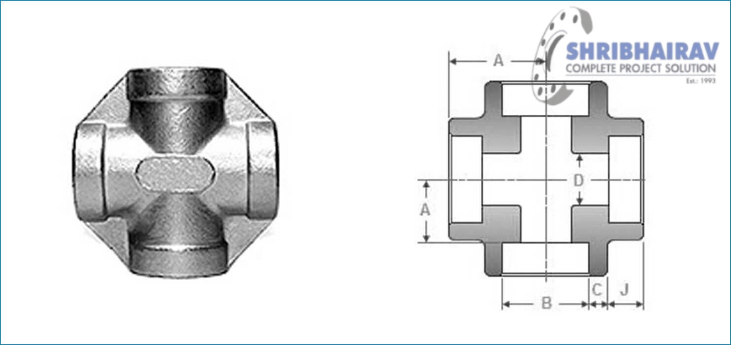 Socket Weld Unequal Cross, SS Socket weld Unequal Cross, Forged Socket weld Reducing Cross