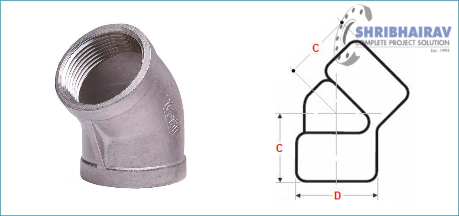Threaded 45 Deg Elbow, SS 45 deg. Threaded Elbow, 45 degree Forged ...